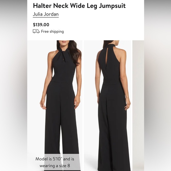 julia jordan | Pants & Jumpsuits | Black Halter Neck Wide Leg Jumpsuit ...